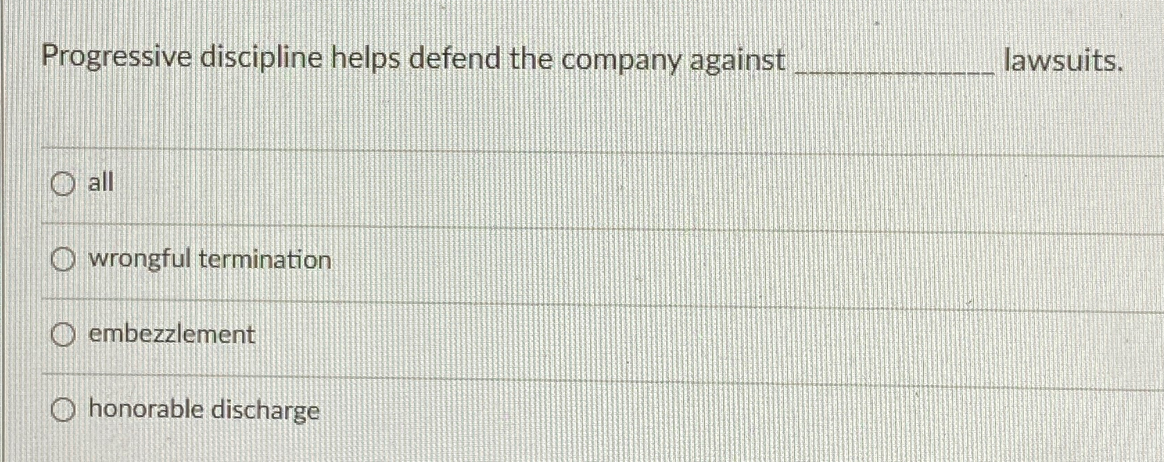 Solved Progressive discipline helps defend the company | Chegg.com