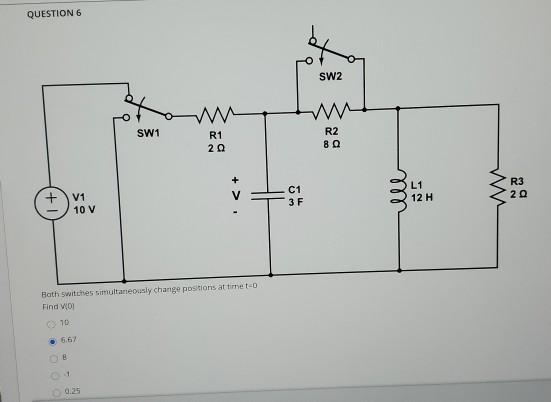 Solved QUESTION 6 SW2 SW1 R1 20 R2 80