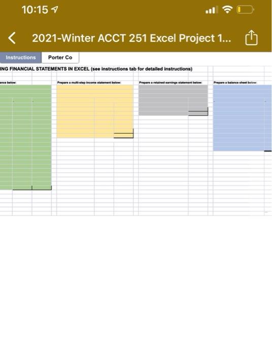 Solved 2021-Winter ACCT 251 Excel Project 1... Instructions | Chegg.com