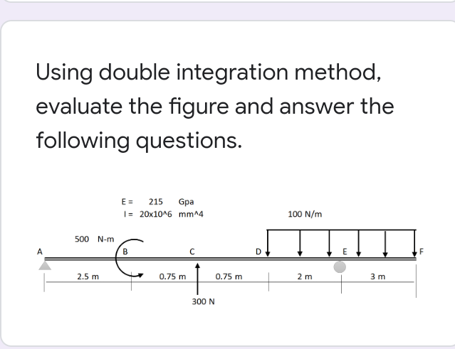 Solved Using double integration method, evaluate the figure | Chegg.com