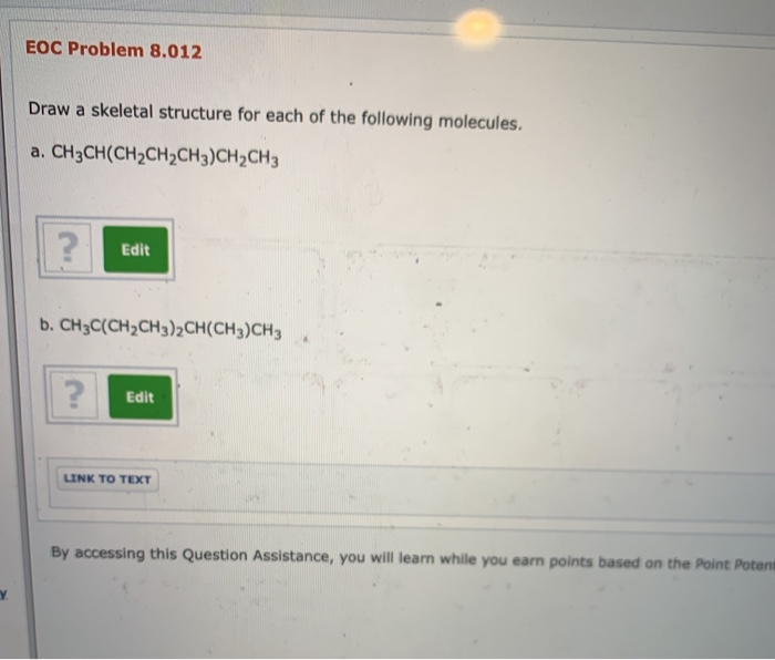 Solved EOC Problem 8.012 Draw a skeletal structure for each | Chegg.com