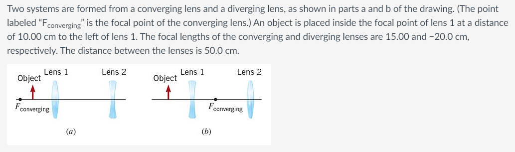 Solved Two systems are formed from a converging lens and a | Chegg.com