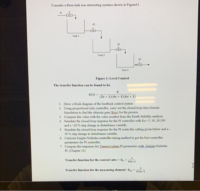 Solved Consider a three tank non interacting systems shown | Chegg.com