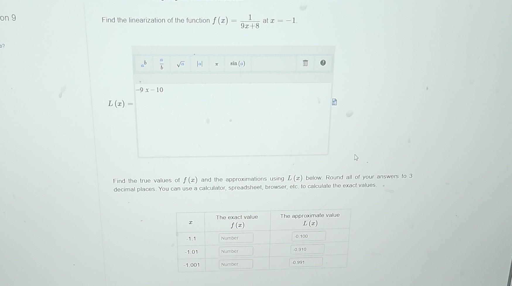 Solved Find the true values of f(x) and the approximations | Chegg.com