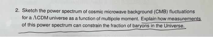 Solved 2. Sketch the power spectrum of cosmic microwave | Chegg.com