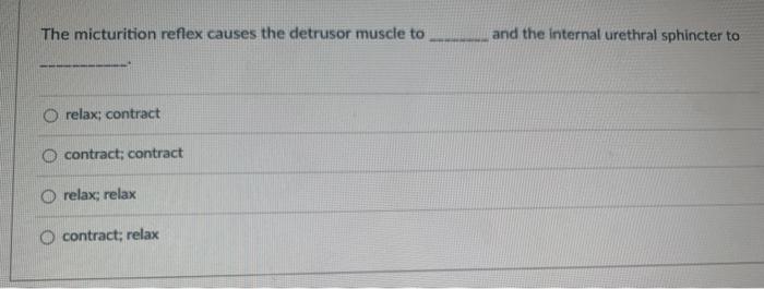 Solved The micturition reflex causes the detrusor muscle to | Chegg.com