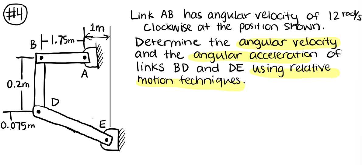 Solved (174)Link AB ﻿has angular velocity of 12rads | Chegg.com