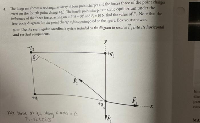 Solved 4. The diagram shows a rectangular array of four | Chegg.com