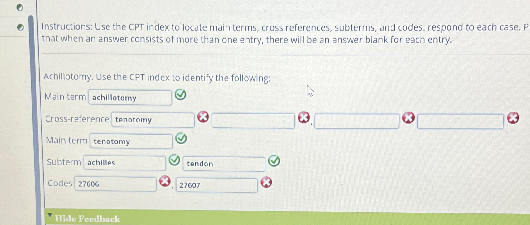 Solved Instructions: Use the CPT index to locate main terms, | Chegg.com