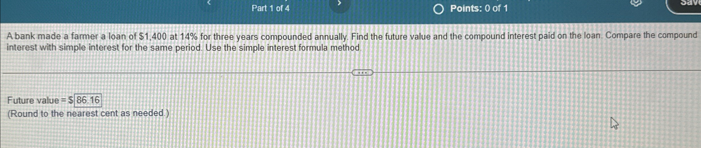Solved Part 1 ﻿of 4Points: 0 ﻿of 1A bank made a farmer a | Chegg.com