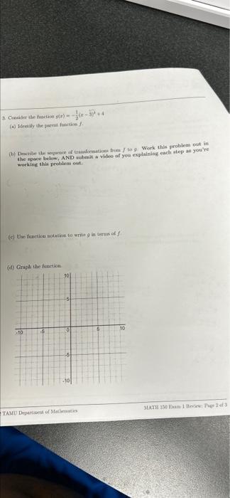 Solved 3. Consider the function g(x) = −½-½(x − 3)³ + 4 (a) | Chegg.com