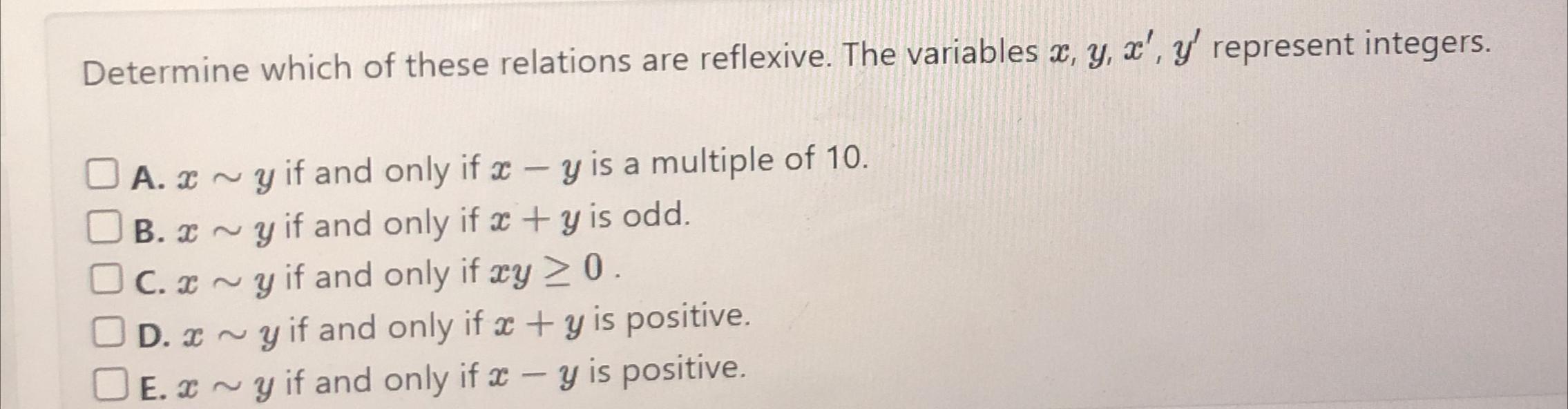 Solved Determine which of these relations are reflexive. The | Chegg.com