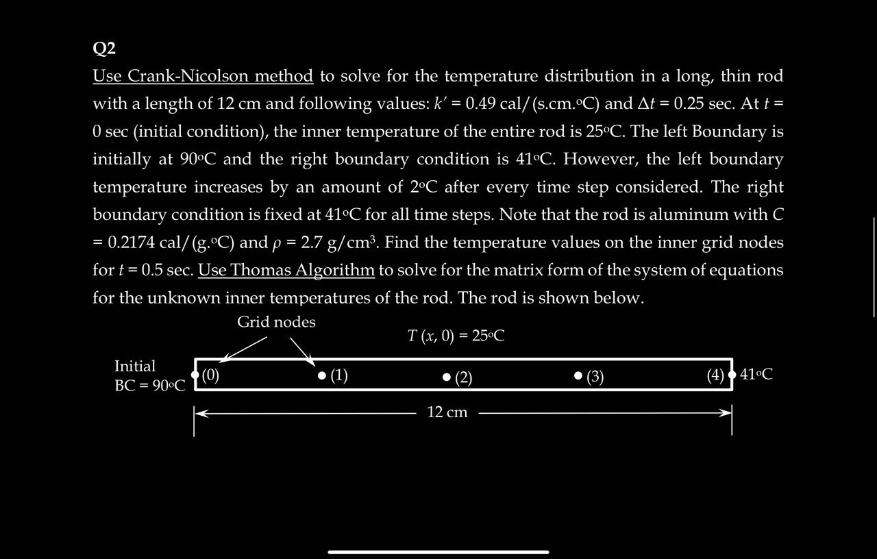 Solved Use Crank-Nicolson method to solve for the | Chegg.com