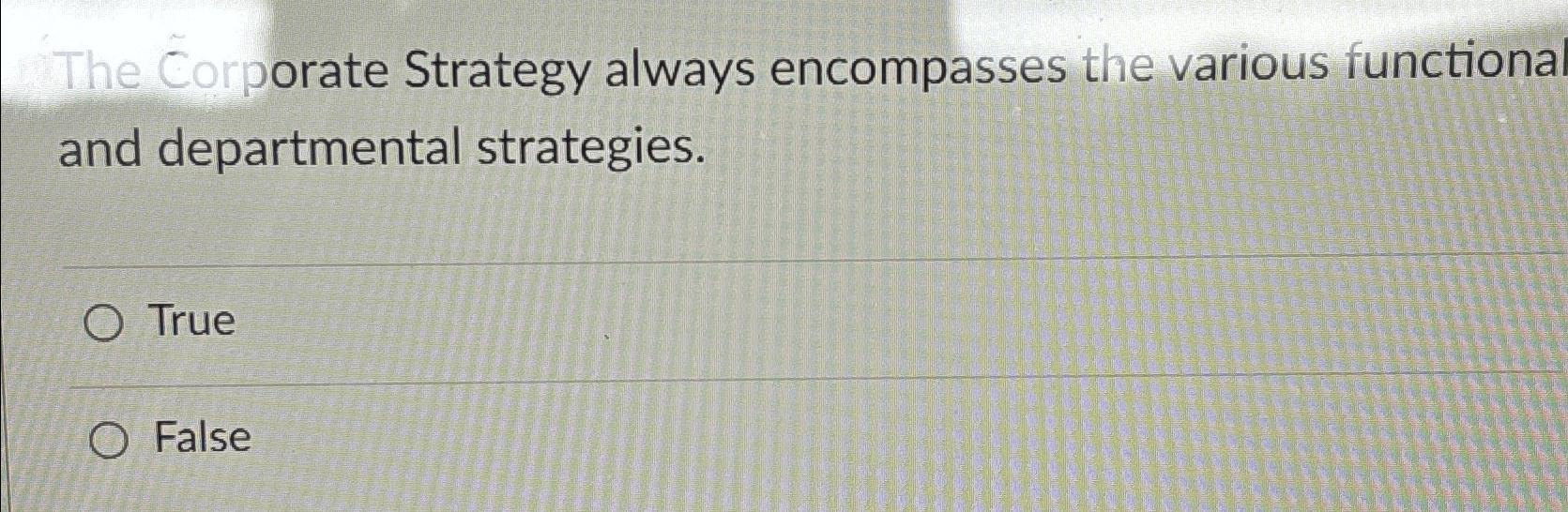 Solved The Corporate Strategy always encompasses the various | Chegg.com