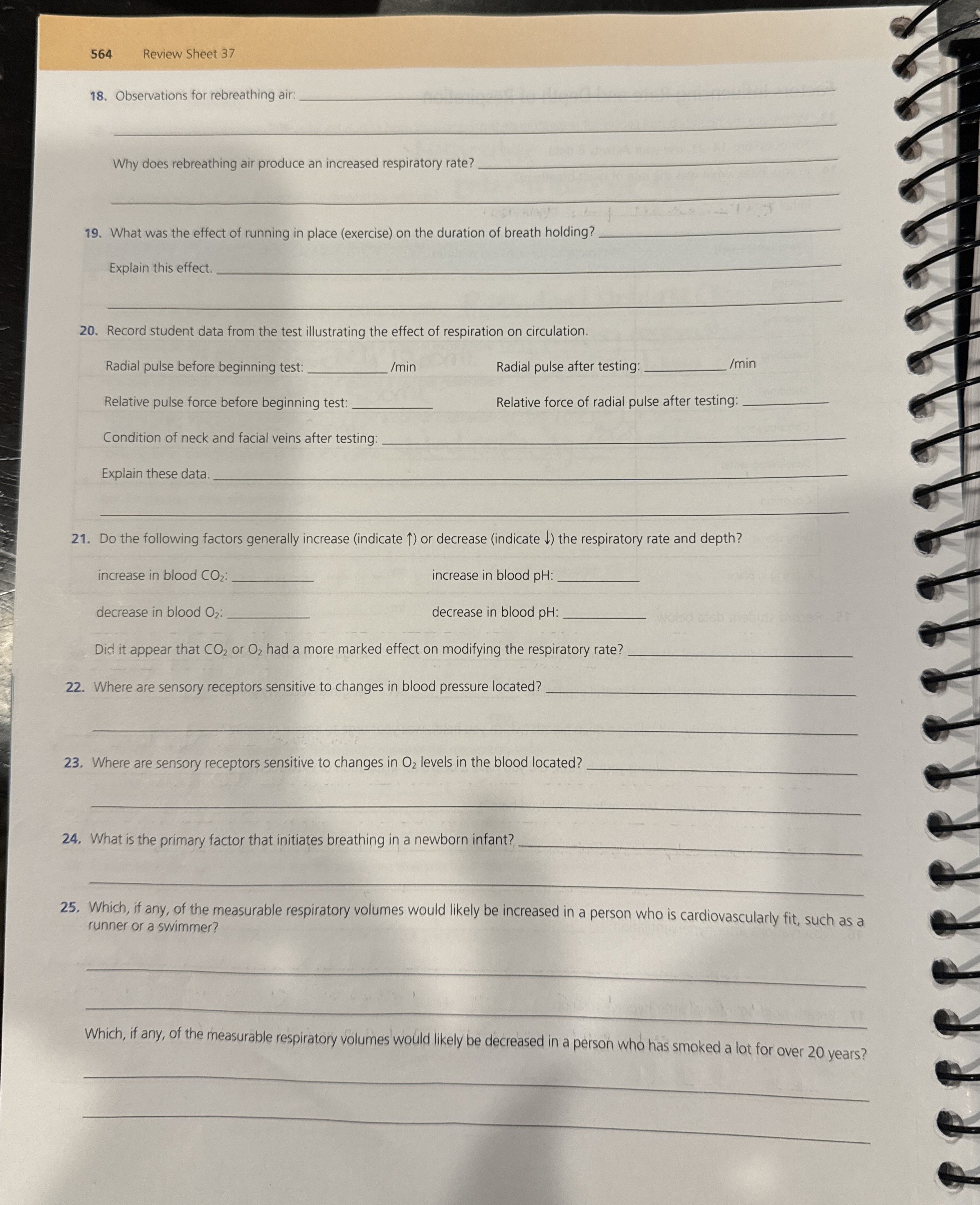 Solved 564Review Sheet 3718. ﻿Observations for rebreathing | Chegg.com