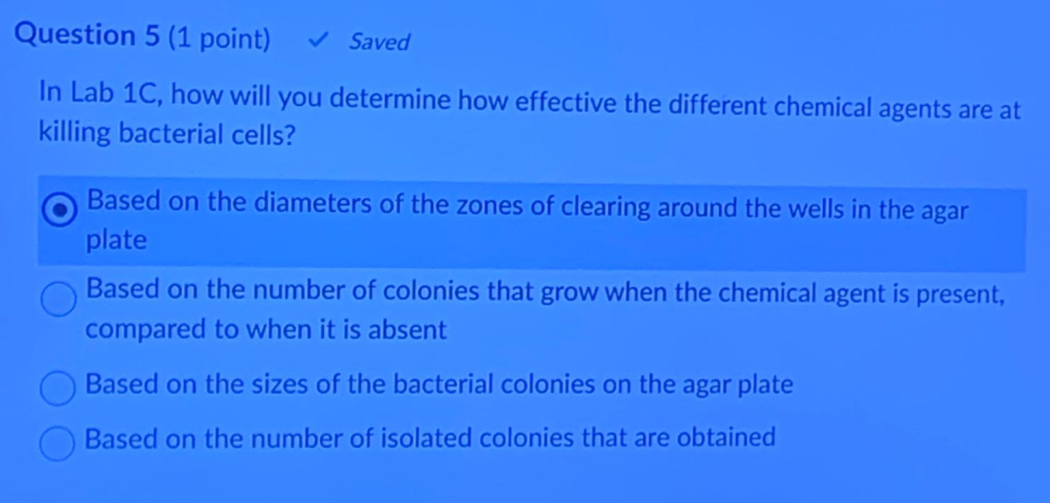 Solved Question 5 (1 ﻿point) ﻿SavedIn Lab 1C, ﻿how will you | Chegg.com