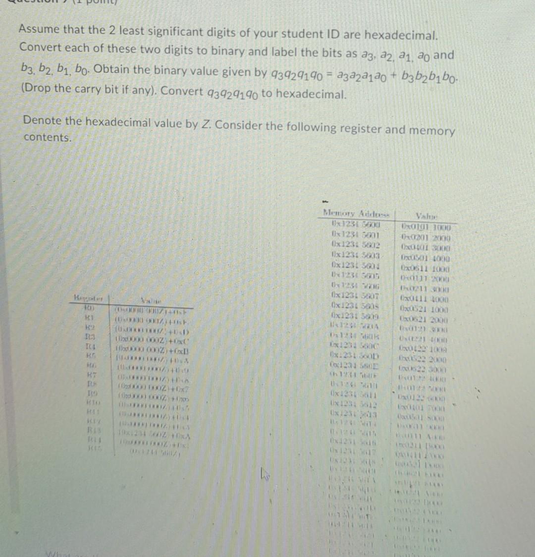 Solved Assume that the 2 least significant digits of your | Chegg.com