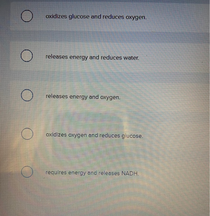 Solved Cellular respiration oxidizes glucose and reduces | Chegg.com