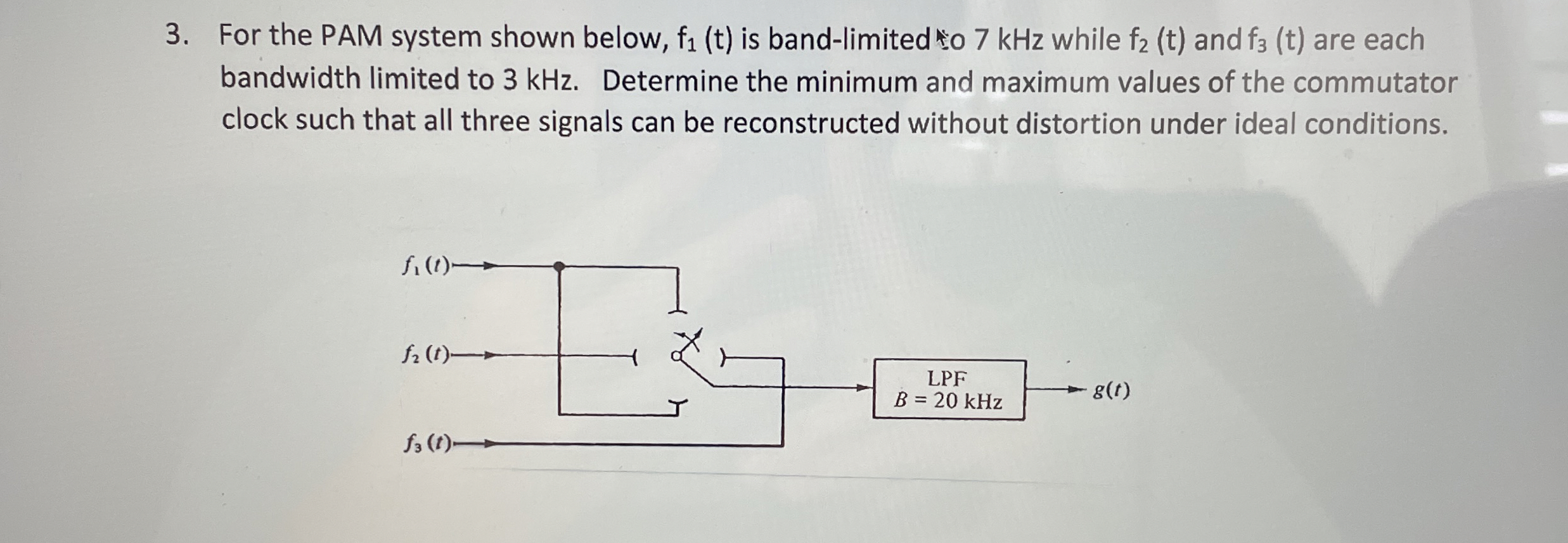 Solved For the PAM system shown below, f1(t) ﻿is | Chegg.com