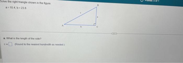 Solved Solve the right triangle shown in the figure | Chegg.com
