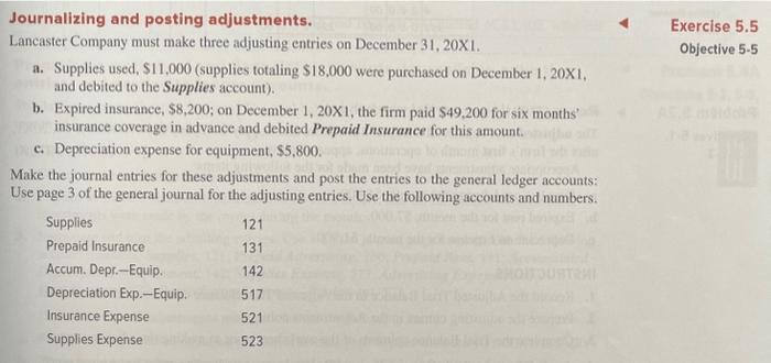 Solved Exercise 5.5 "Journalizing and posting adjustments" | Chegg.com