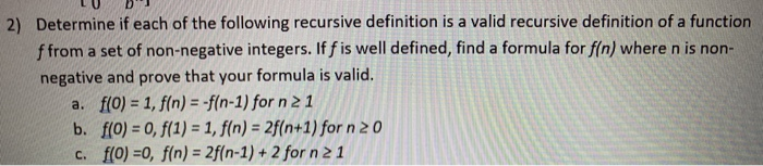 Solved 2) Determine if each of the following recursive | Chegg.com