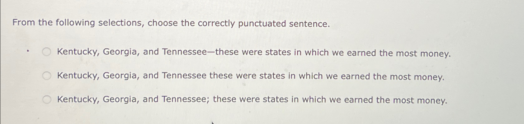 Solved From the following selections, choose the correctly | Chegg.com
