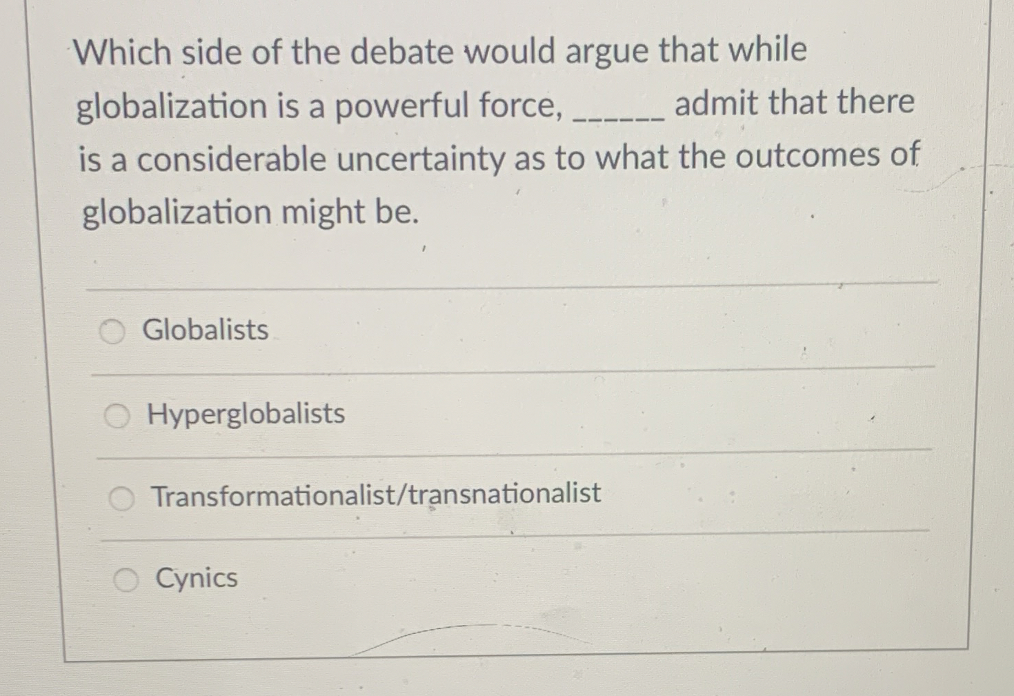 Solved Which side of the debate would argue that while | Chegg.com