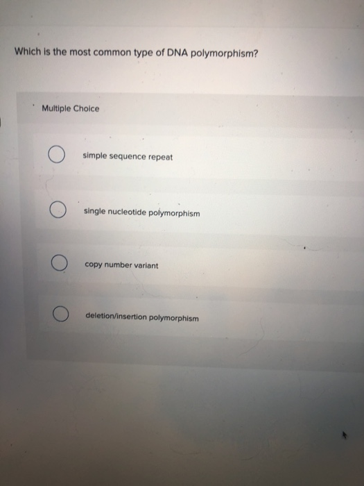 Solved Which is the most common type of DNA polymorphism? | Chegg.com