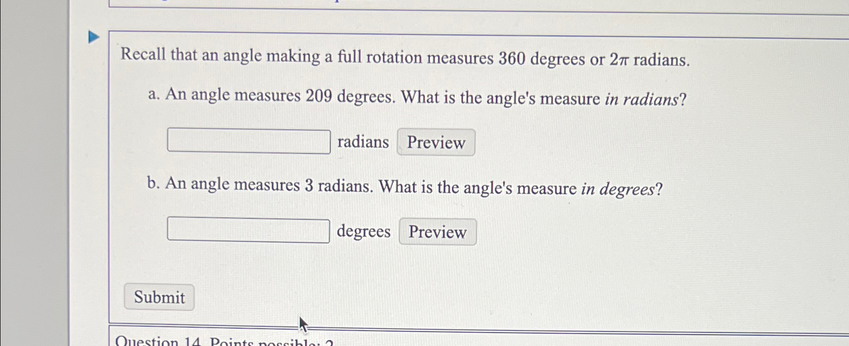 Solved Recall that an angle making a full rotation measures | Chegg.com