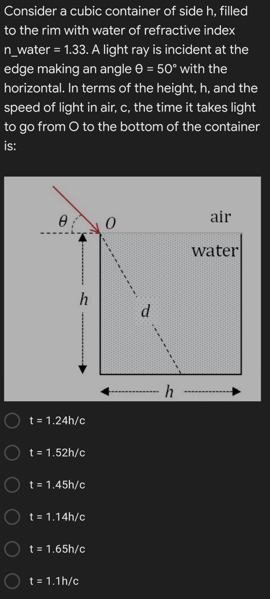 Solved Consider a cubic container of side h, filled to the | Chegg.com