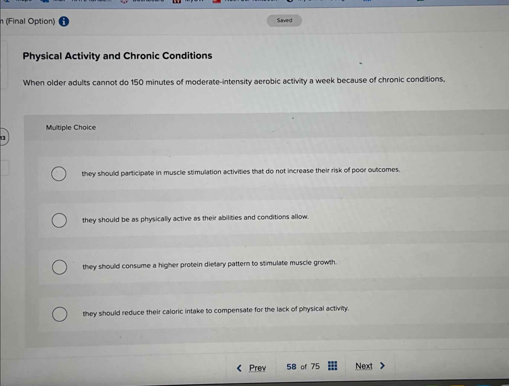 Solved Physical Activity and Chronic ConditionsWhen older | Chegg.com