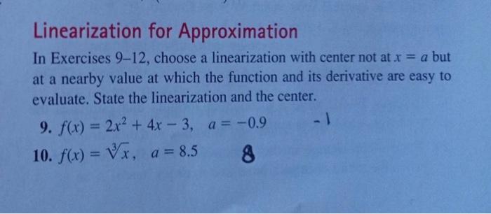 Solved Linearization for Approximation In Exercises 9-12, | Chegg.com