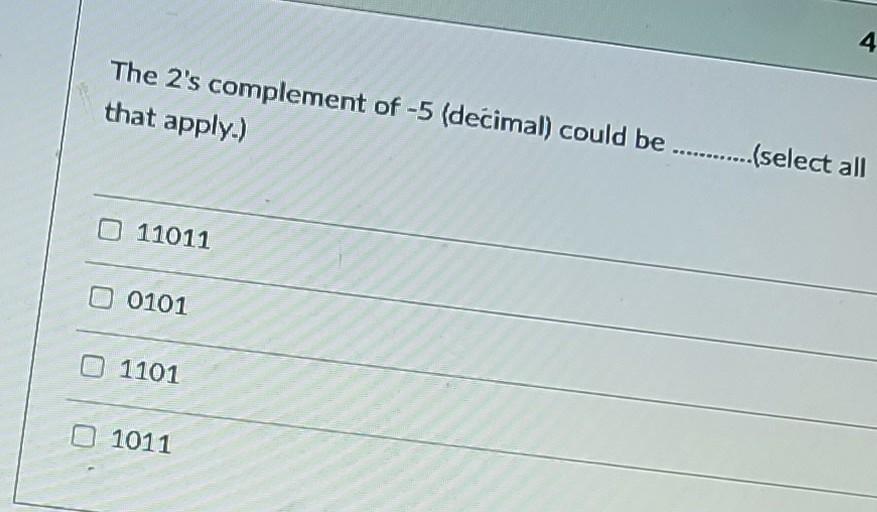 Solved Find the 1's complement of the following decimal | Chegg.com