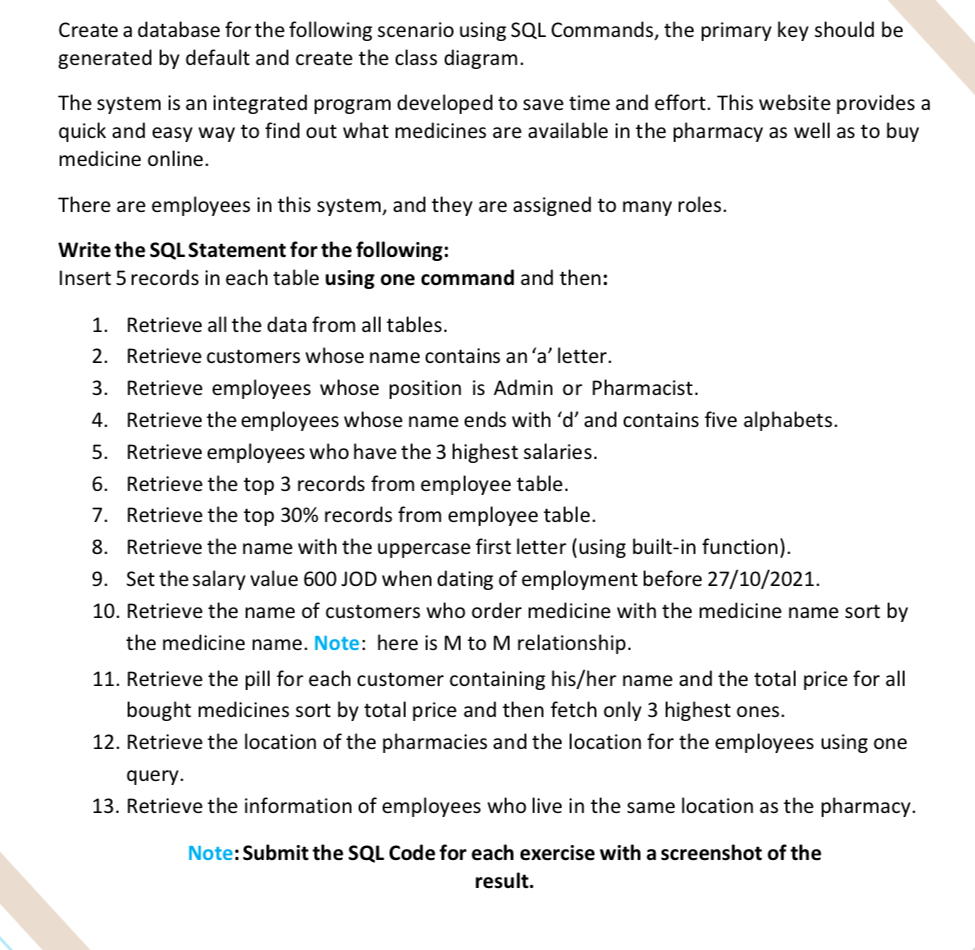 Solved Task Programming Language and Technologies ?'SQL | Chegg.com