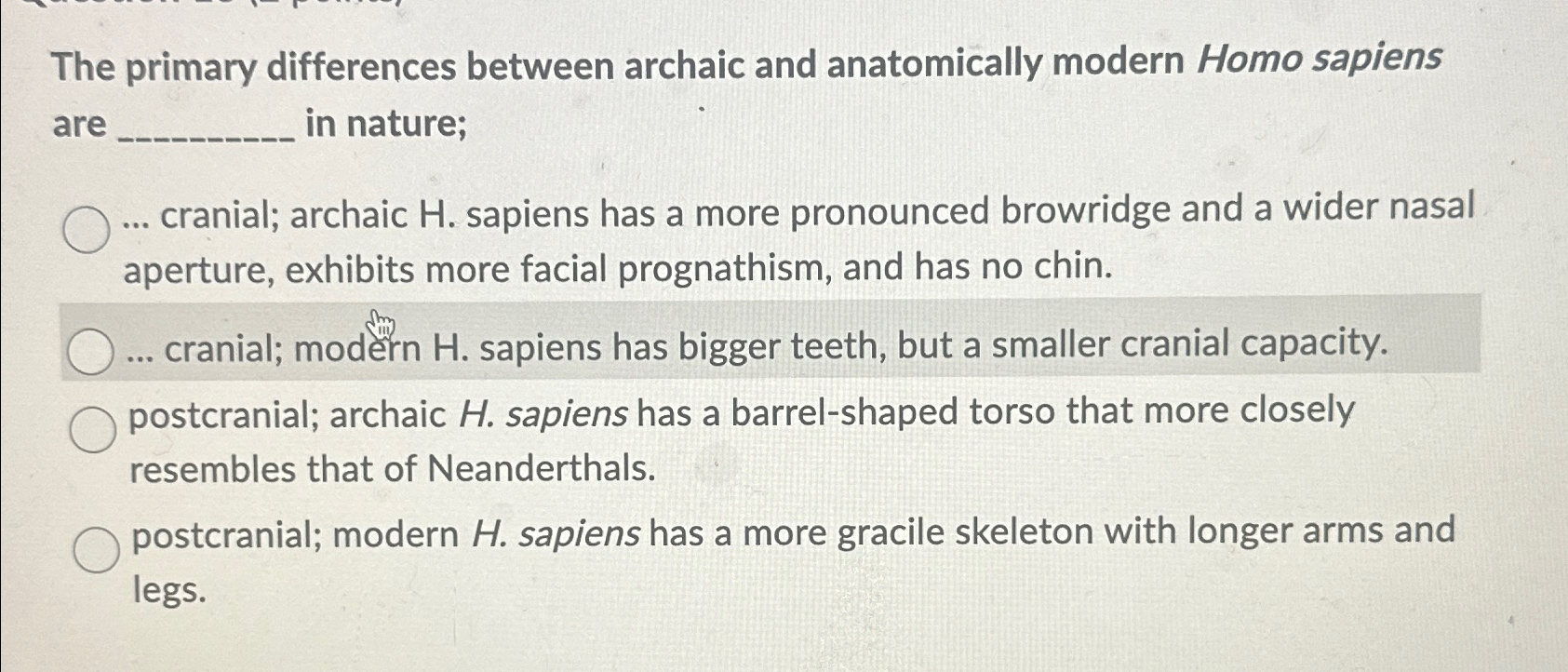 Solved The primary differences between archaic and | Chegg.com