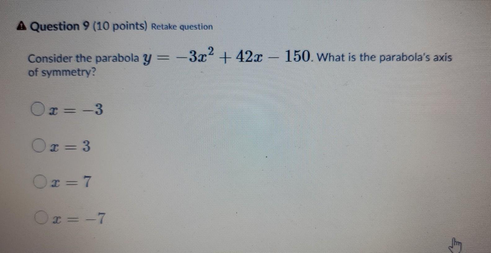 Solved A Question 9 (10 points) Retake question Consider the | Chegg.com Solved A Question 9 (10 points) Retake question Consider the | Chegg.com