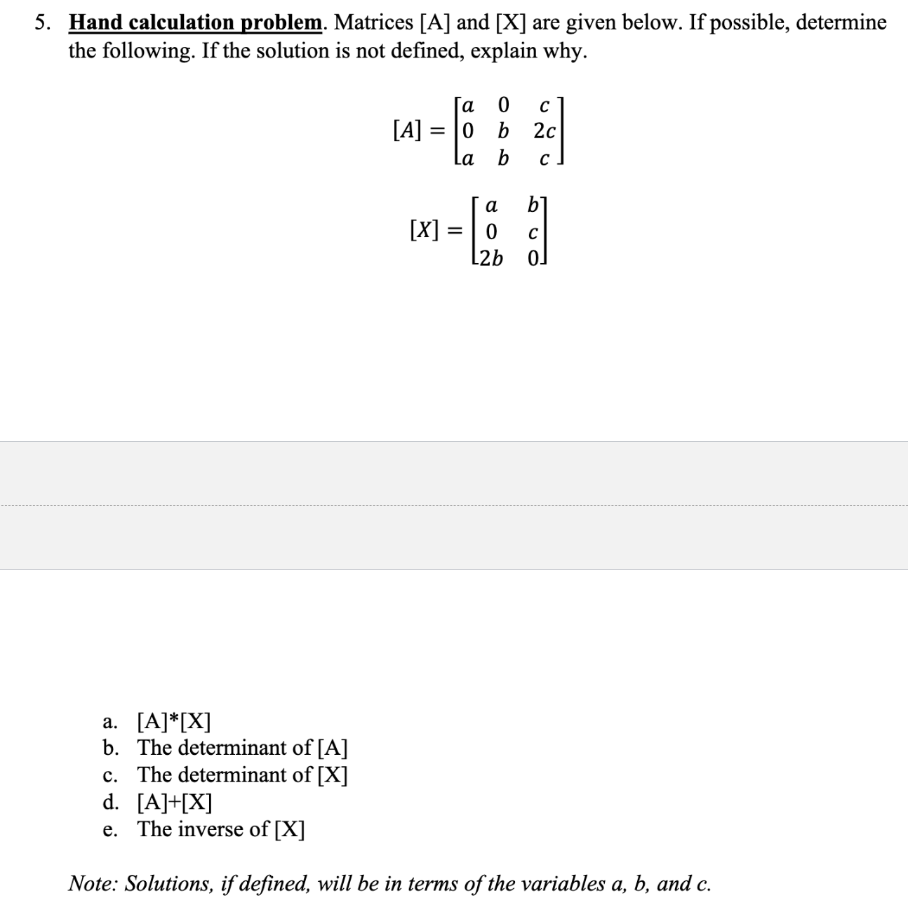 Solved a. [A]**[x]b. ﻿The determinant of Ac. ﻿The | Chegg.com