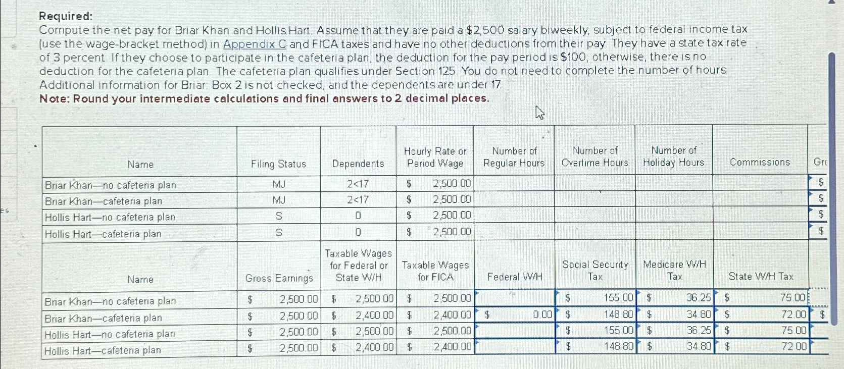 Require: How do i calculate for Federal W/H?? | Chegg.com