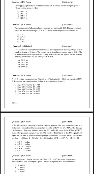 Solved Question 1. 12/20 Points CLO2: 10%) The storing sight | Chegg.com