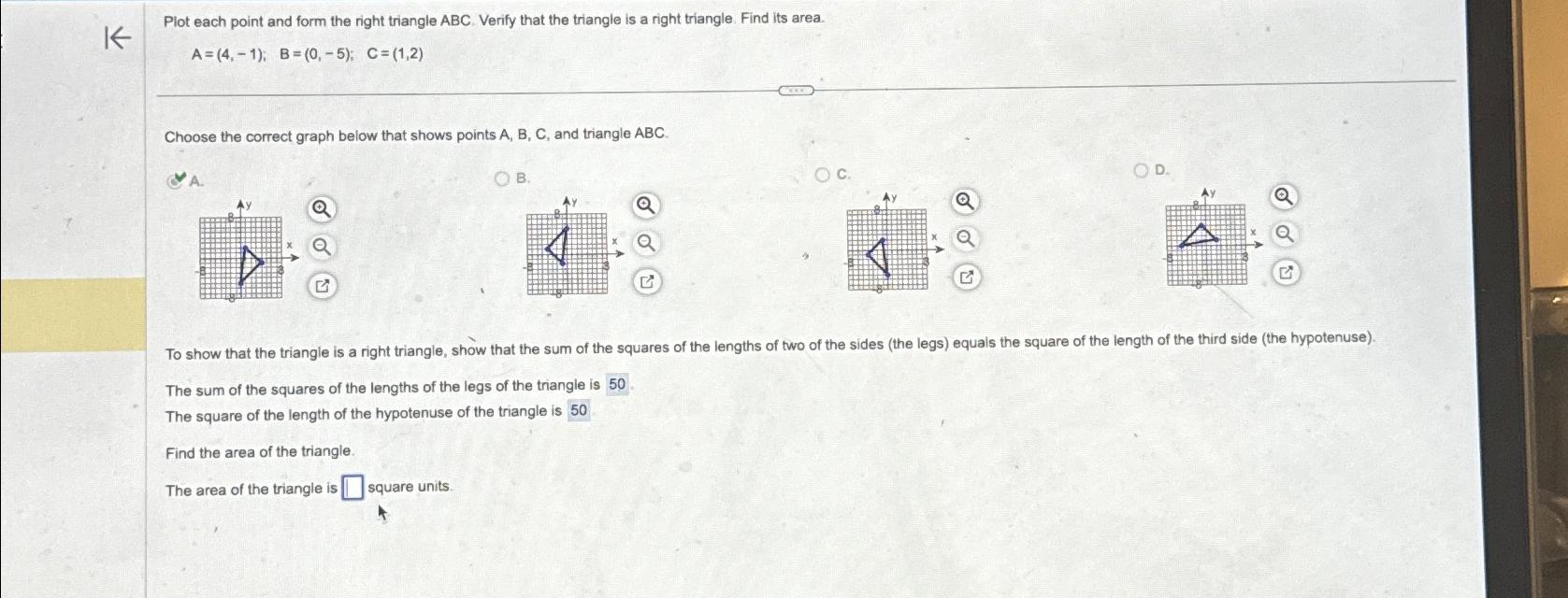 Solved Plot each point and form the right triangle ABC. | Chegg.com