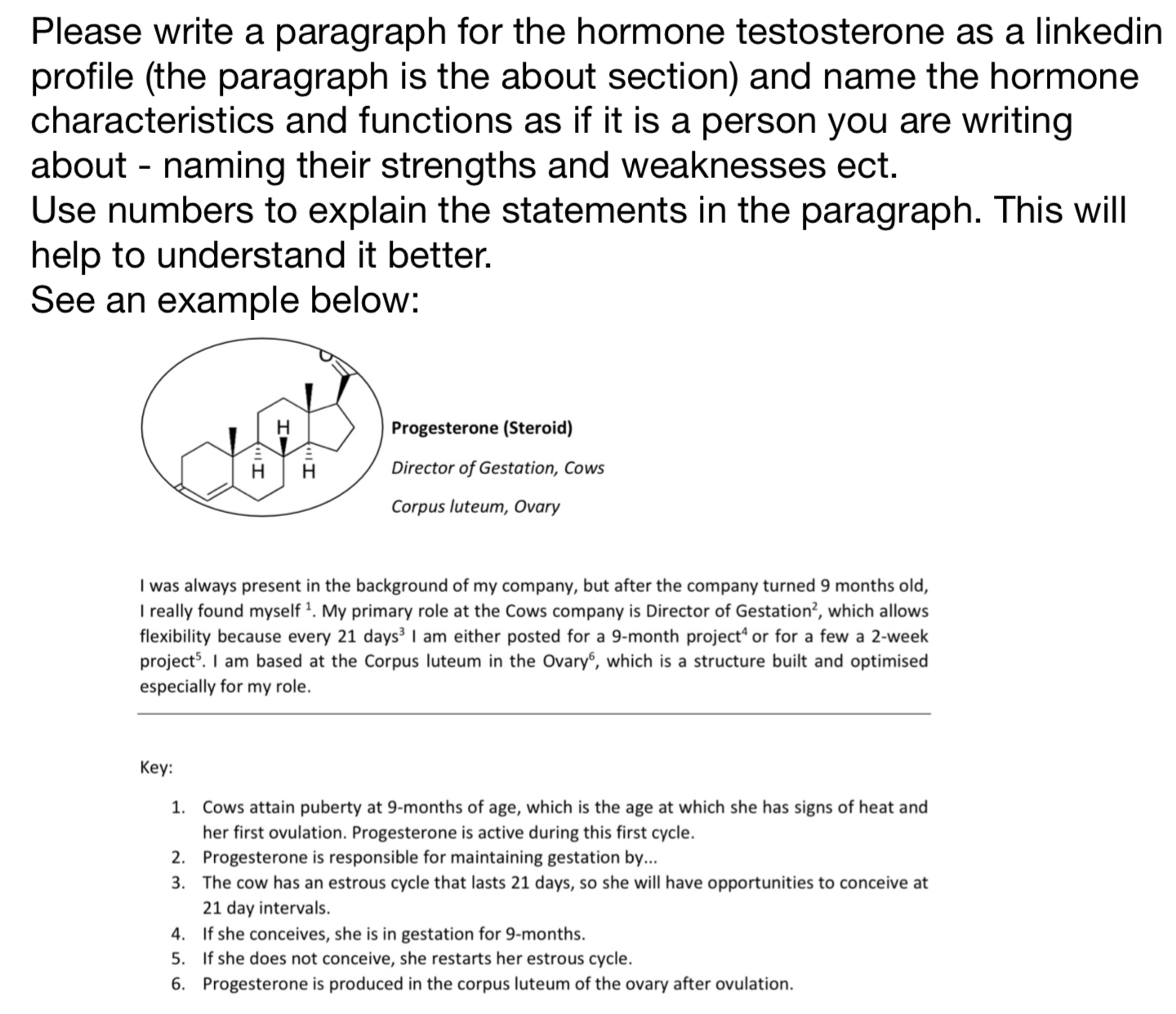 Solved Please write a paragraph for the hormone testosterone | Chegg.com Solved Please write a paragraph for the hormone testosterone | Chegg.com
