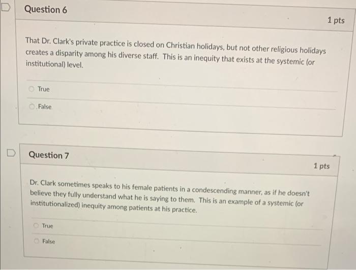 Solved D Question 6 1 pts That Dr. Clark's private practice | Chegg.com