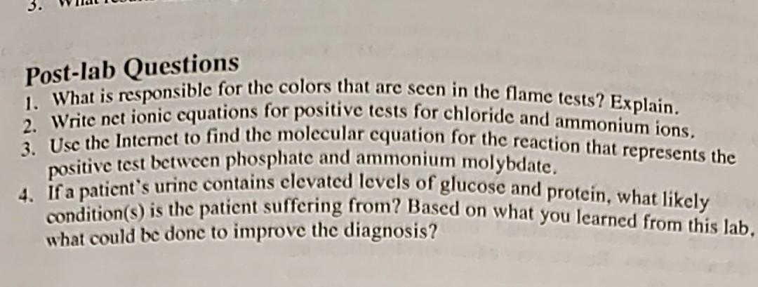 Solved I need help with the post lab question on experiment | Chegg.com