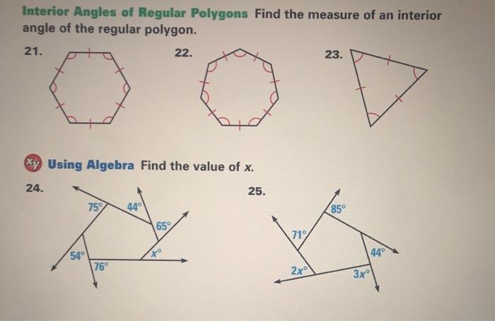 Solved Interior Angles of Regular Polygons Find the measure | Chegg.com