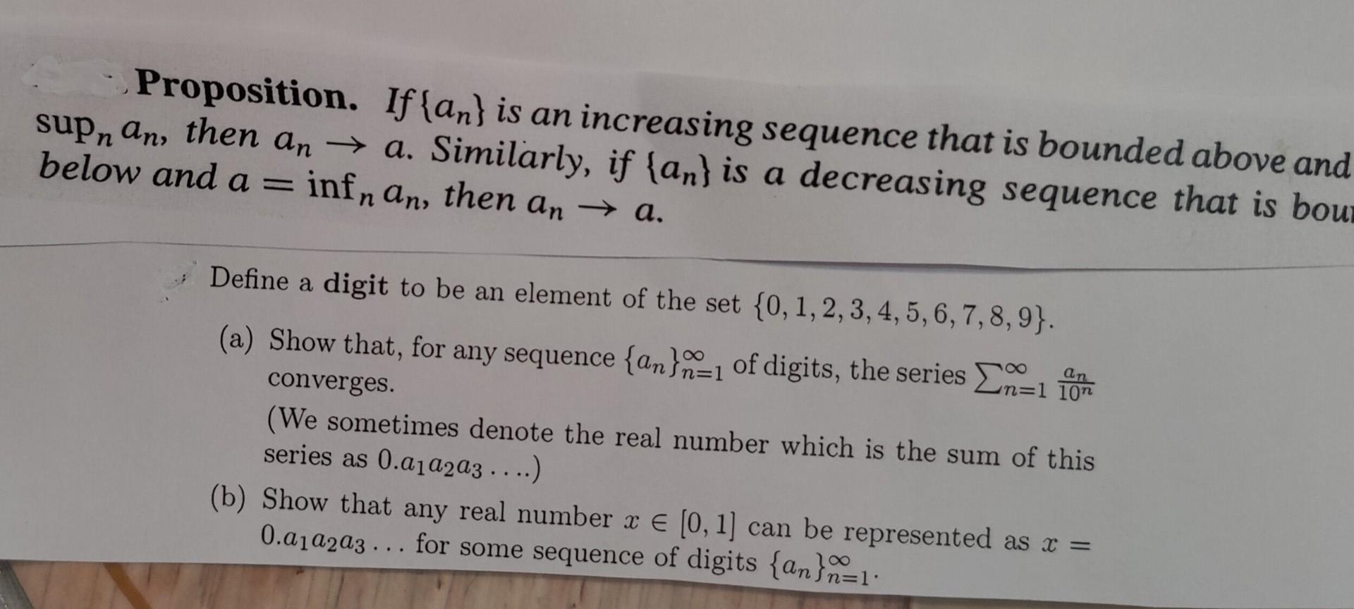 Solved Proposition. If {an} is an increasing sequence that | Chegg.com