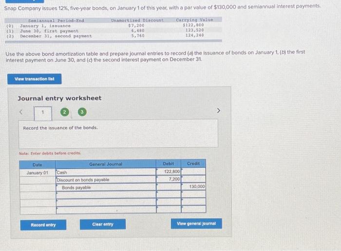 Use the above bond amortization table and prepare | Chegg.com
