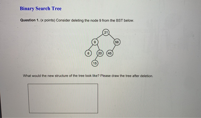 Solved Binary Search Tree Question 1. (x points) Consider | Chegg.com