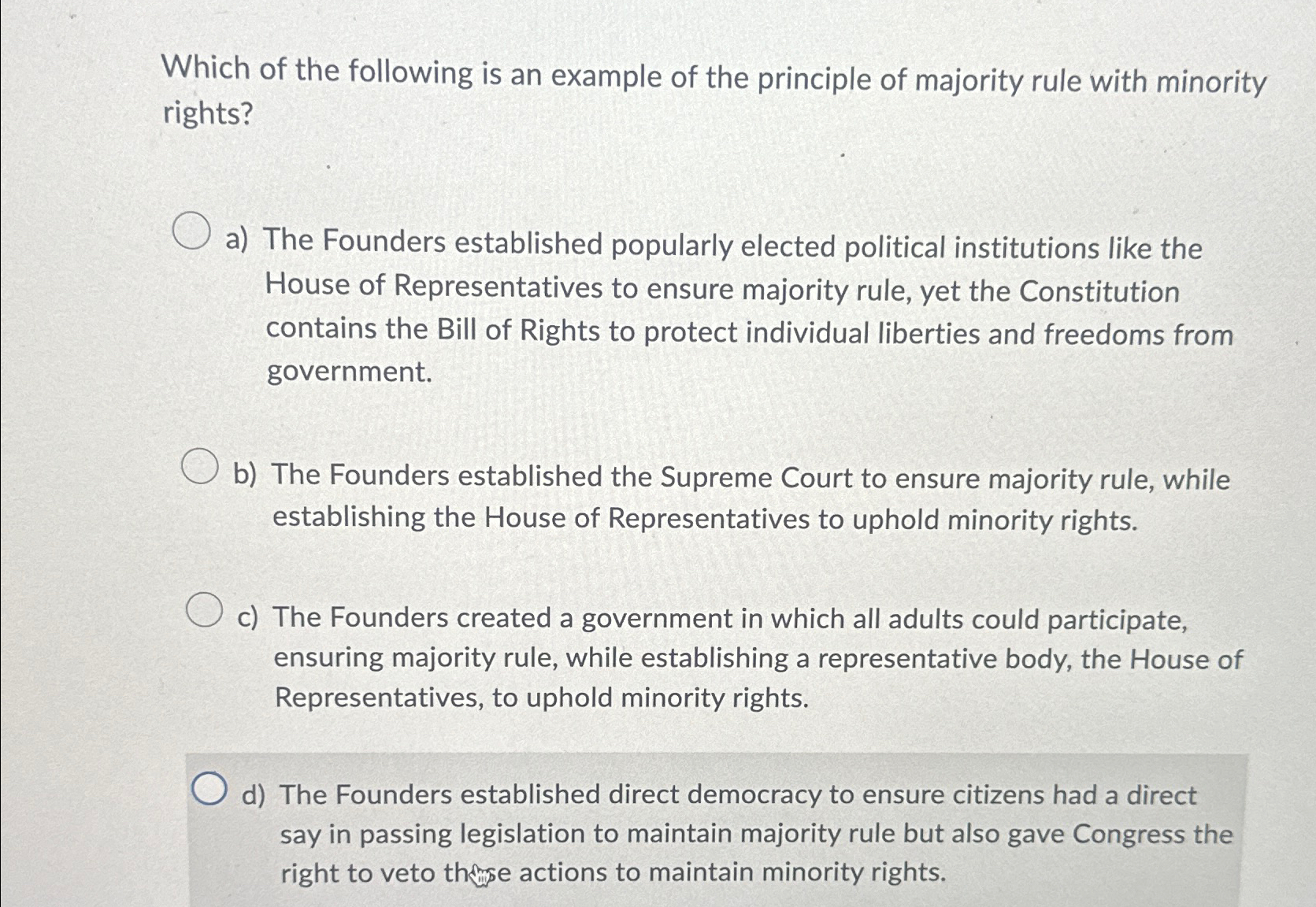 Solved Which of the following is an example of the principle | Chegg.com