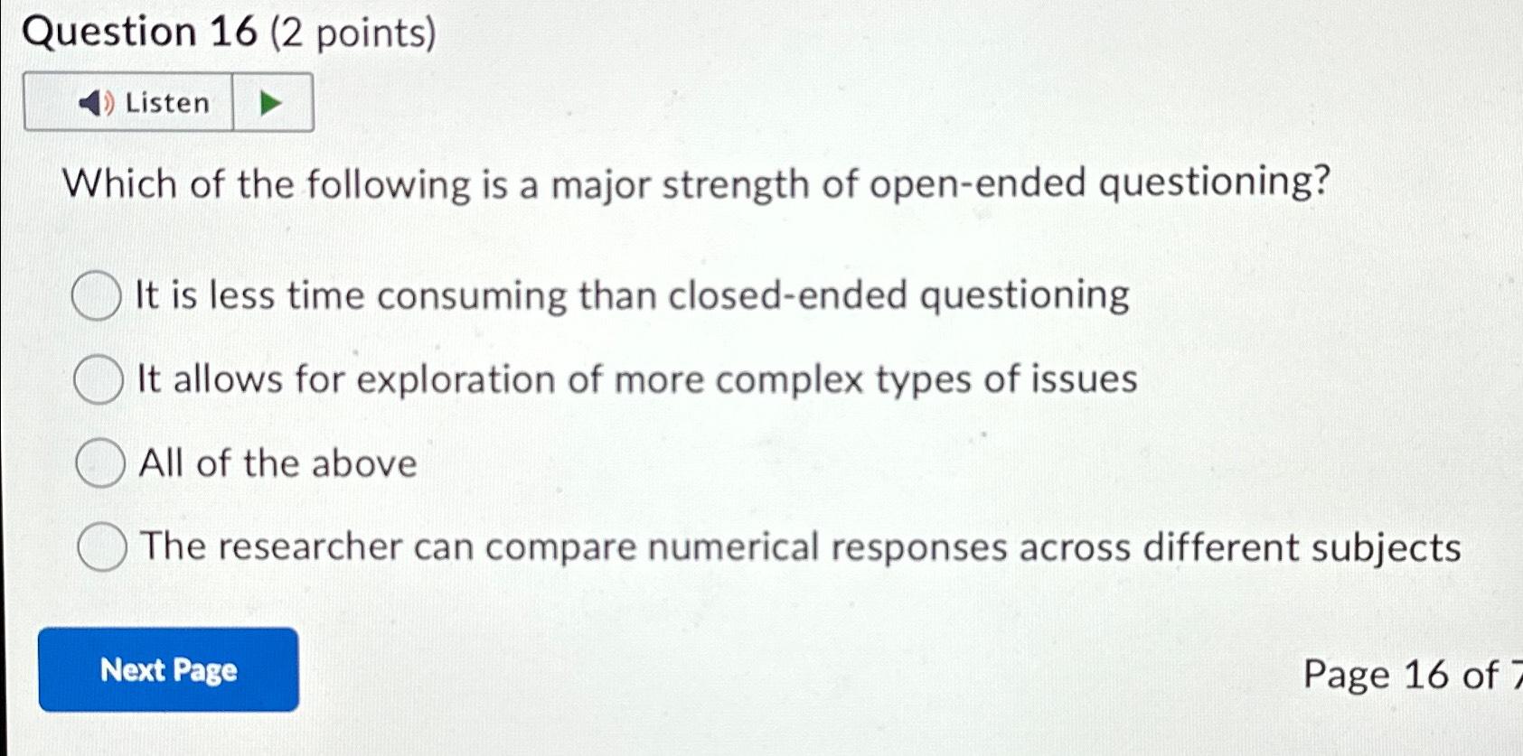Solved Question 16 (2 ﻿points)ListenWhich of the following | Chegg.com